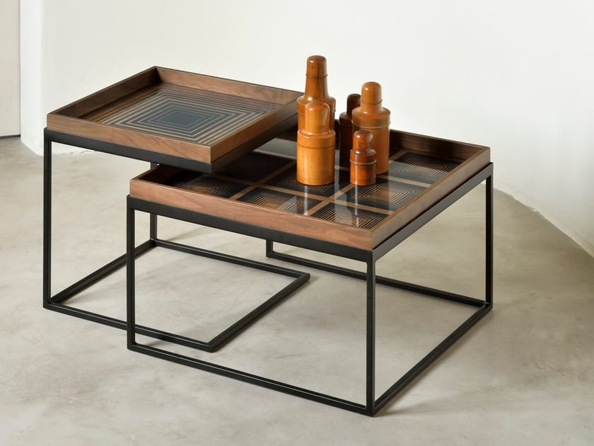 Square metal coffee table SQUARE TRAY COFFEE TABLE SET By Ethnicraft ...