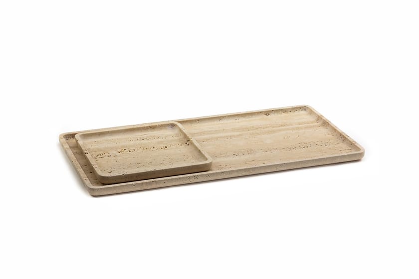 Rectangular natural stone tray SQUARE TRAY TRAVERTINE By Maami Home ...