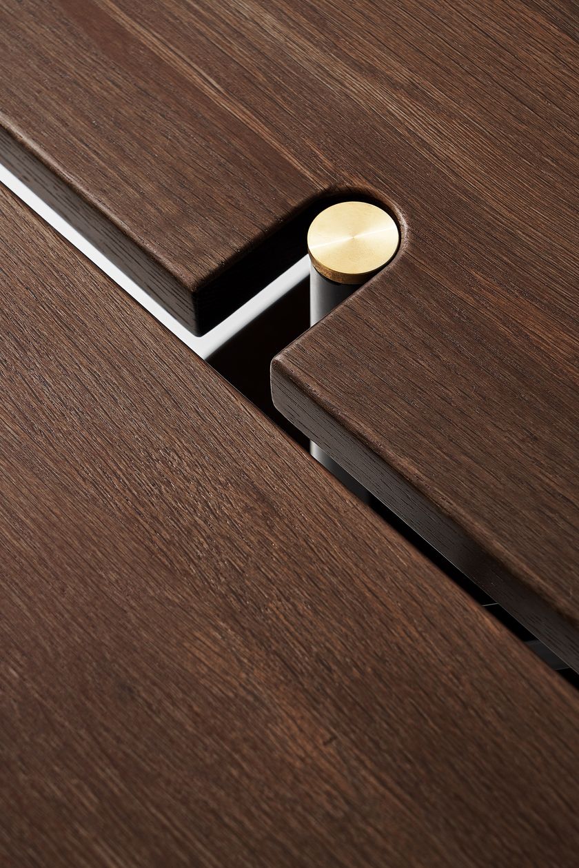 STACKING DROP LEAF Extending steel and wood console table By District Eight