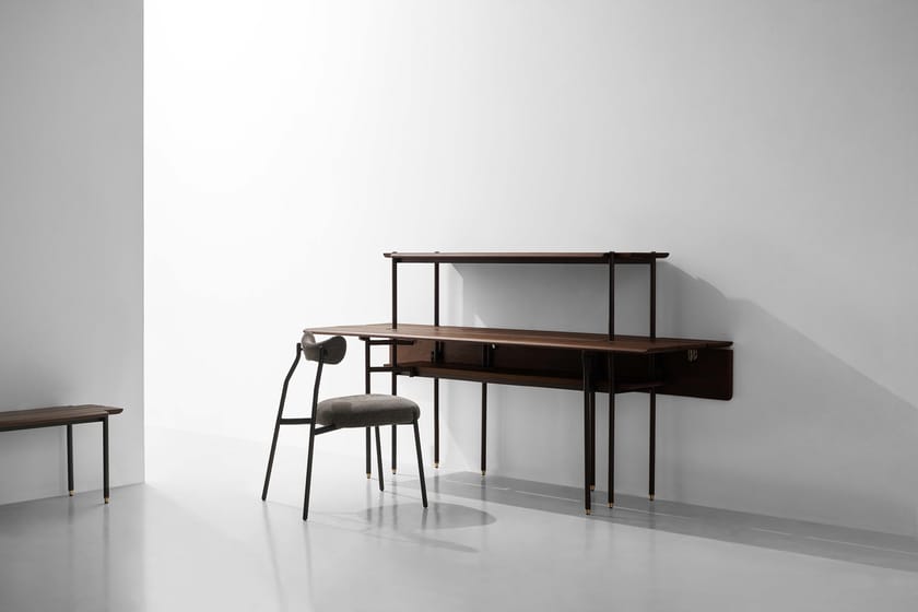 STACKING DROP LEAF Extending steel and wood console table By District Eight