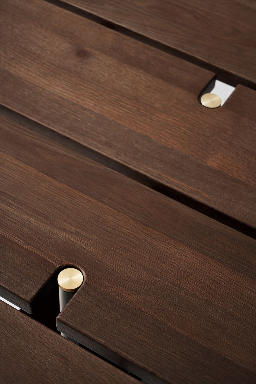 STACKING DROP LEAF Extending steel and wood console table By District Eight