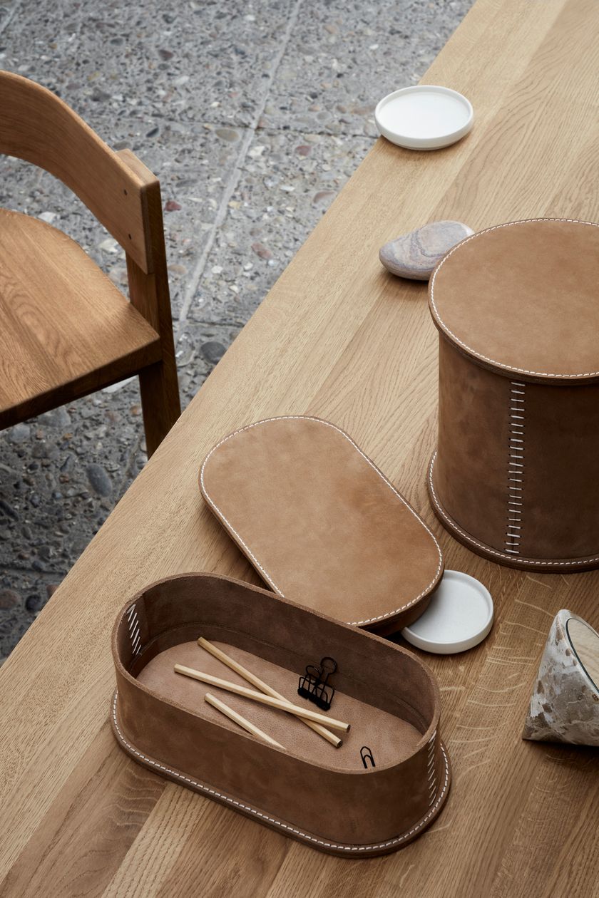 STICHED LEATHER BOX Storage box By Kristina Dam Studio