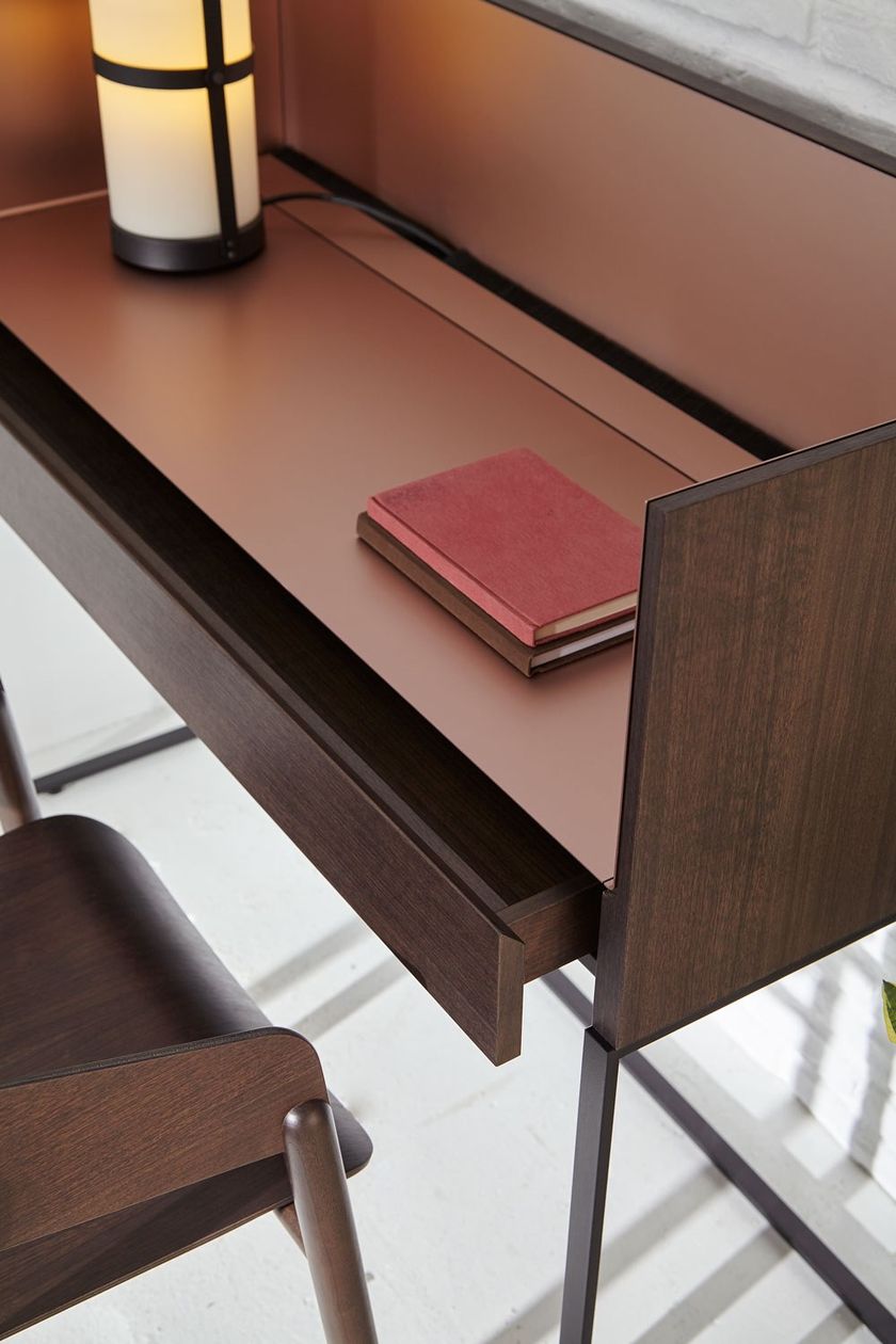 STOCKHOLM Wooden secretary desk with drawers By Punt | design Mario Ruiz