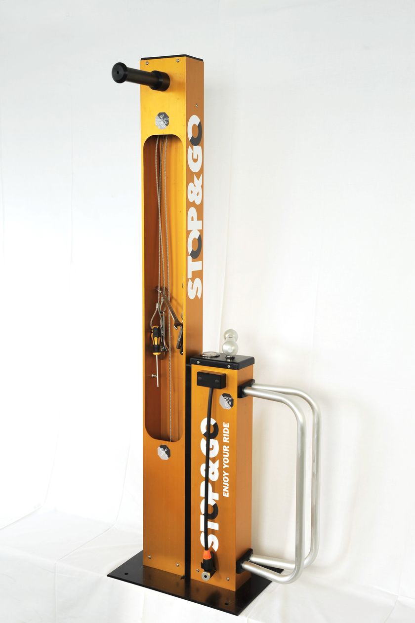 Bike maintenance stand with rack STOP&GO with bike rack By BIKE FACILITIES