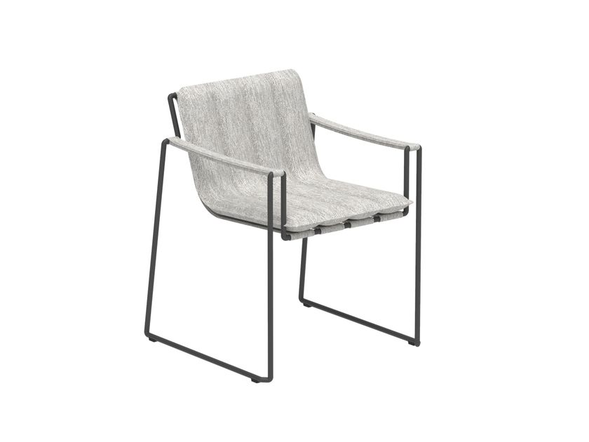 STRAPPY Sled base fabric garden chair with armrests By Royal Botania