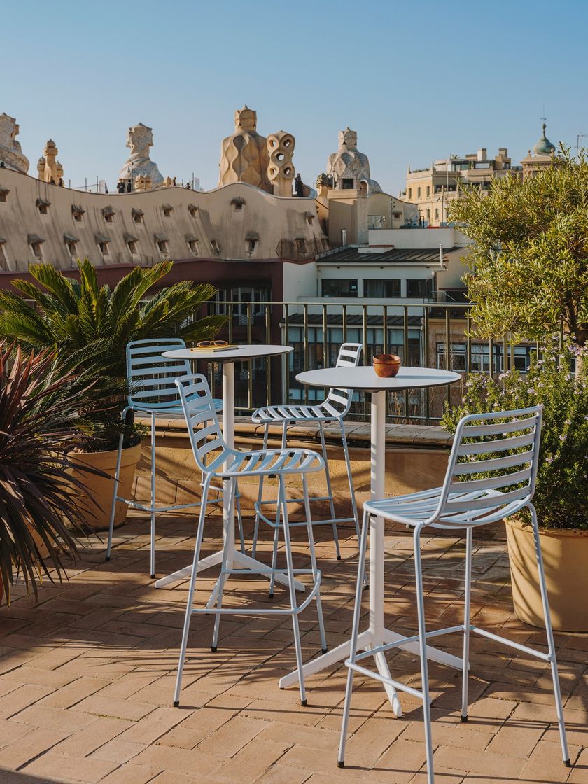 STREET Steel garden stool with footrest By ENEA | design Estudi Manel ...