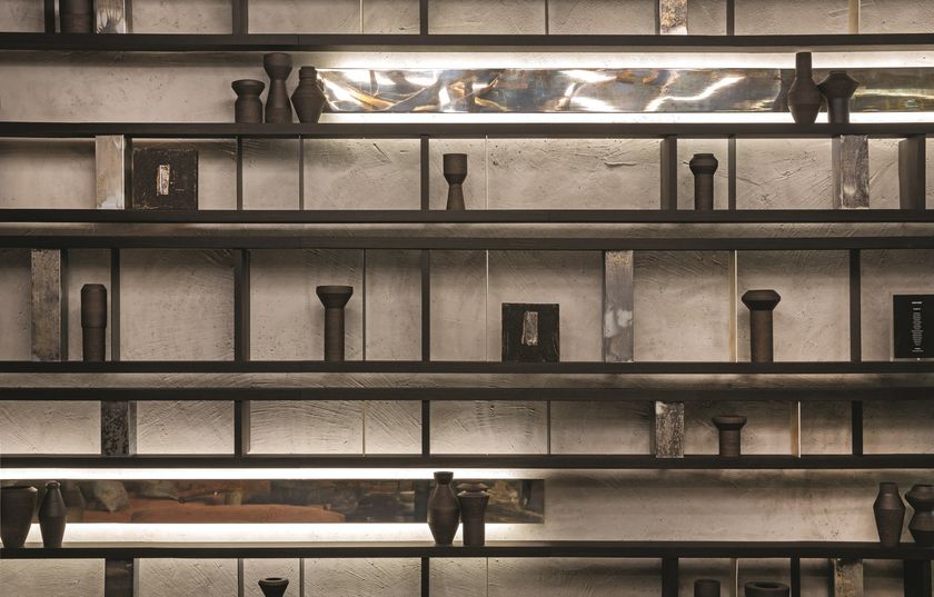 Sectional solid wood bookcase STYLE SET By Henge design Massimo Castagna