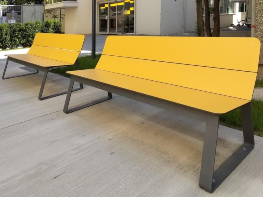 SUPERFLY Steel bench with armrests with back By miramondo