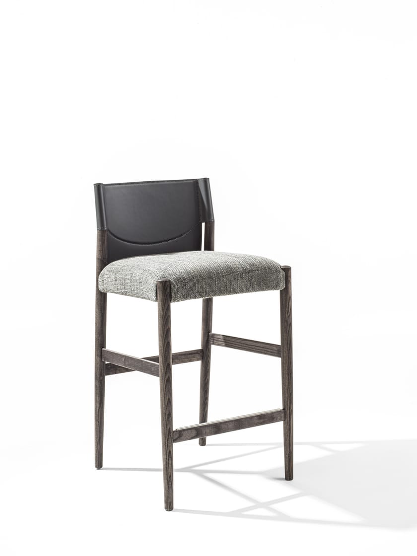 SVEVA | Stool Ash stool with leather and fabric covering By Porada ...