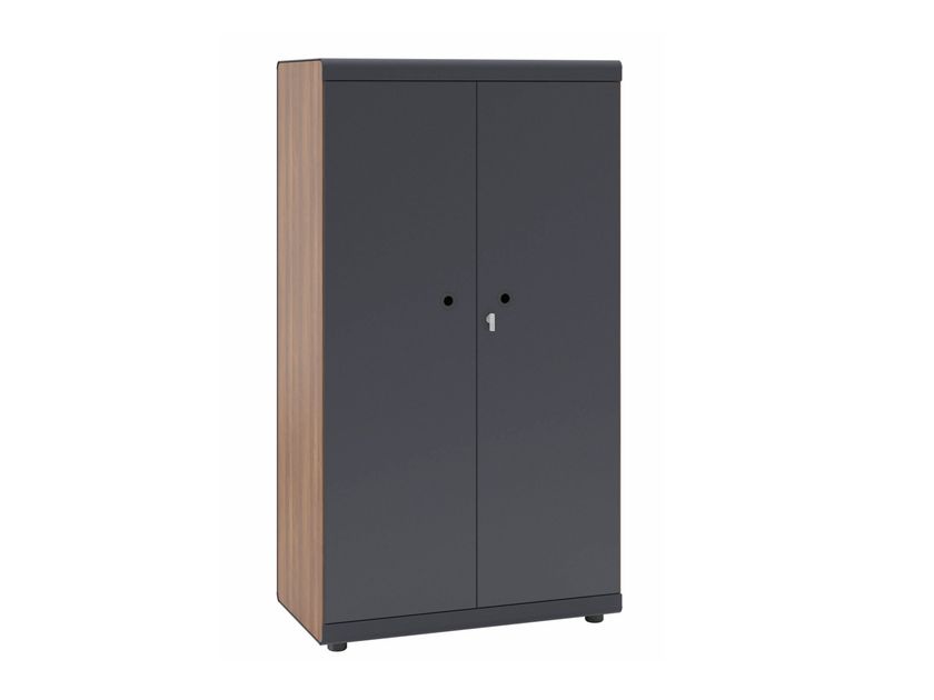 SWARD Tall melamine office storage unit with hinged doors with lock By Ersa