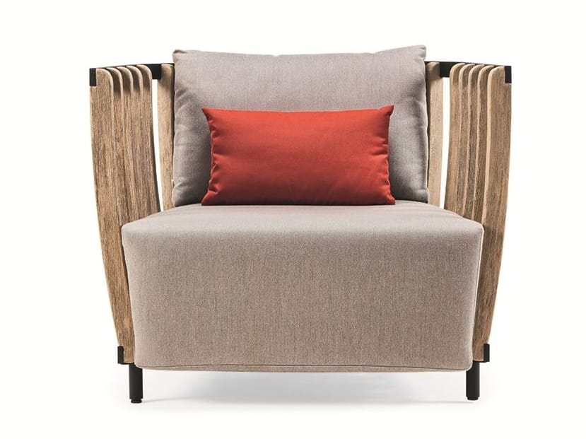 SWING Teak garden armchair with armrests By Ethimo | design Patrick Norguet