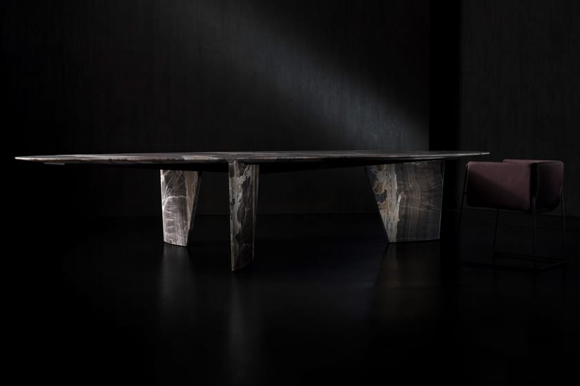 Oval marble table SYNAPSE By Henge design Massimo Castagna