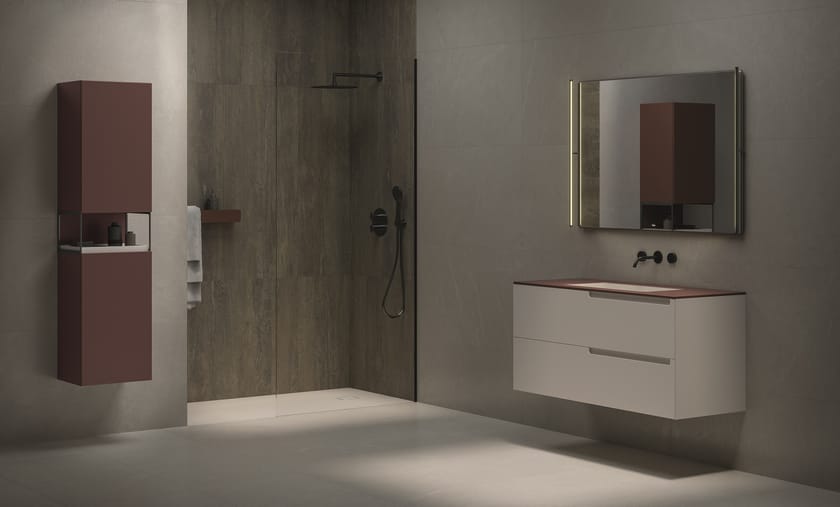 SYNERGY Single wall-mounted vanity unit with towel rail By Fiora