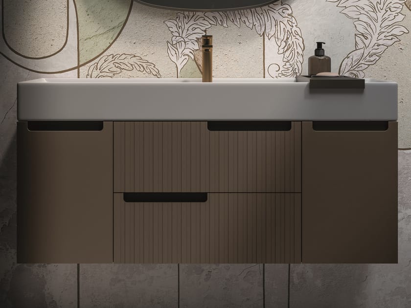 SYNERGY Single wall-mounted vanity unit with towel rail By Fiora