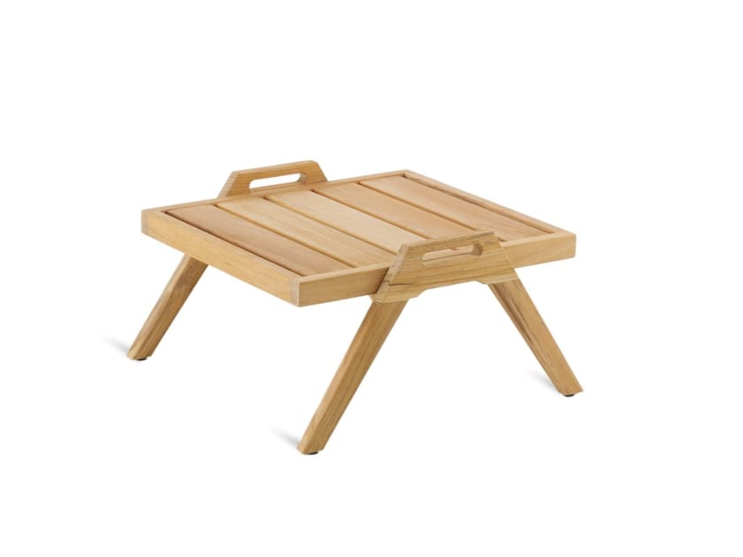 SYNTHESIS Low stackable rectangular teak coffee table By Unopiù