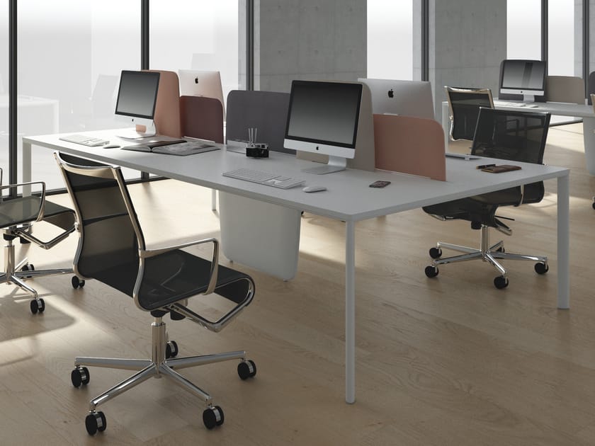 Multiple office workstation with sound absorbing screens SYSTEM By ...