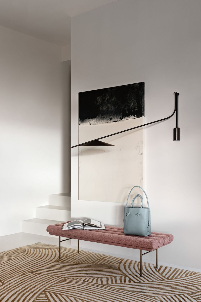 PAN FLUTE Panca in tessuto By Saba Italia | design Paolo Grasselli