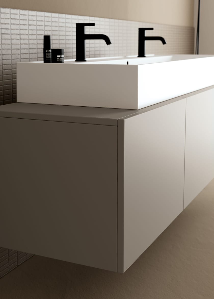 PICTURE Wall-mounted double vanity unit By Scarabeo Ceramiche
