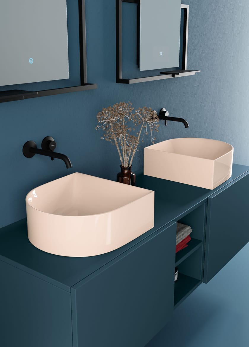 PICTURE Wall-mounted double vanity unit By Scarabeo Ceramiche