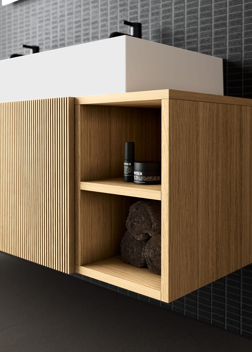 PICTURE Wall-mounted double vanity unit By Scarabeo Ceramiche