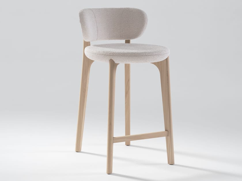 RICHMOND High fabric stool with footrest By Secolo