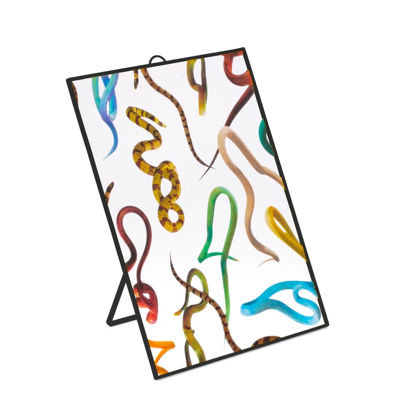 SNAKES Framed wall-mounted plastic mirror By Seletti