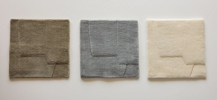 BREF Solid-color handmade rectangular wool rug By Serge LESAGE