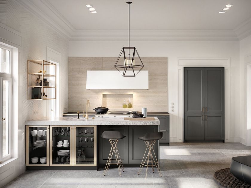 Steel and wood kitchen with peninsula SieMatic CLASSIC - SE 2002 RF By ...