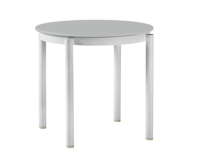 OUTLINE Round glass and aluminium side table By Sifas