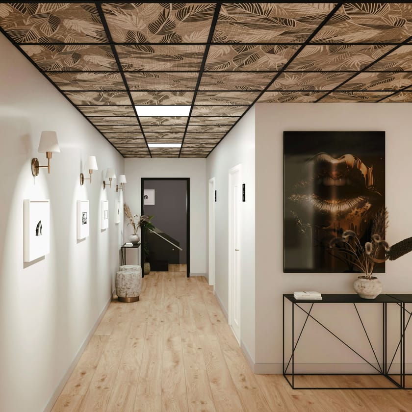 BEIGE LINEN LEAVES Panel para techos suspendidos By Sky-Tile®