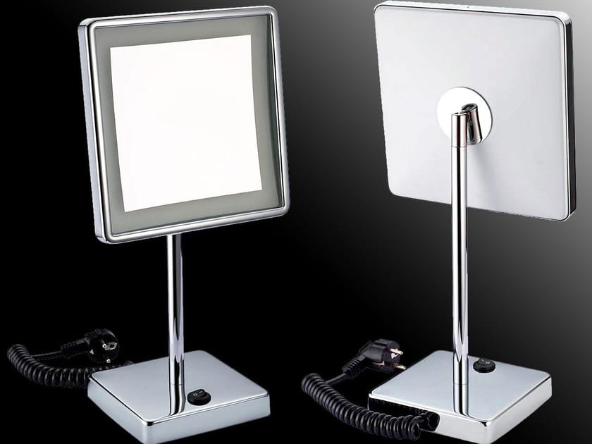 SPEKKIO 503 Countertop square shaving mirror with integrated lighting ...