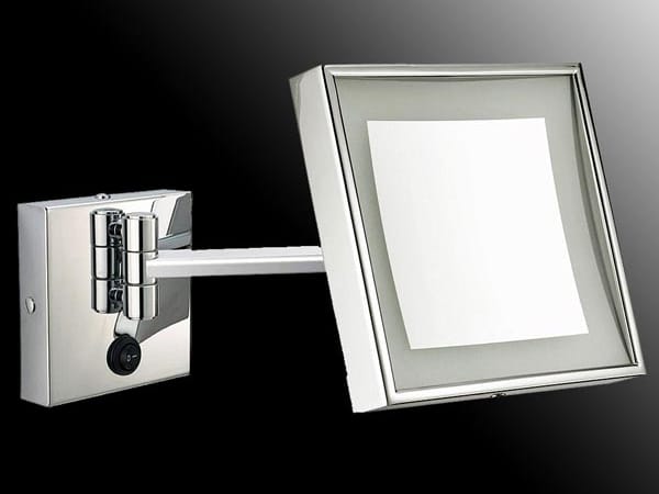 SPEKKIO 248 Wall-mounted square shaving mirror with integrated lighting ...