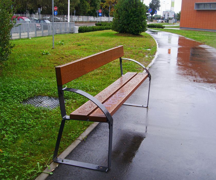 TECNO WOOD Wooden bench with back By Studio Città