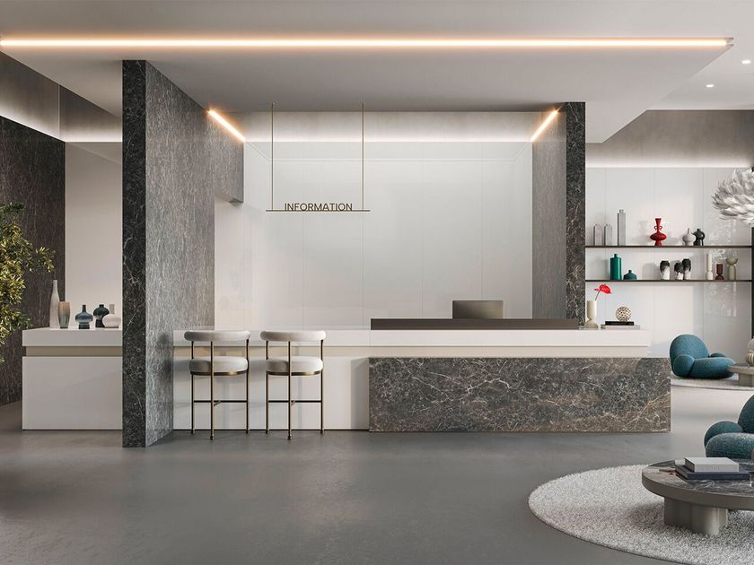 COCOA EMPIRE NERO Recycled material wall/floor tiles with marble effect ...