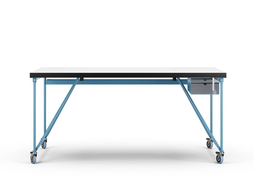 RACKPOD AZURBLAUR Folding rectangular office desk with casters By ...