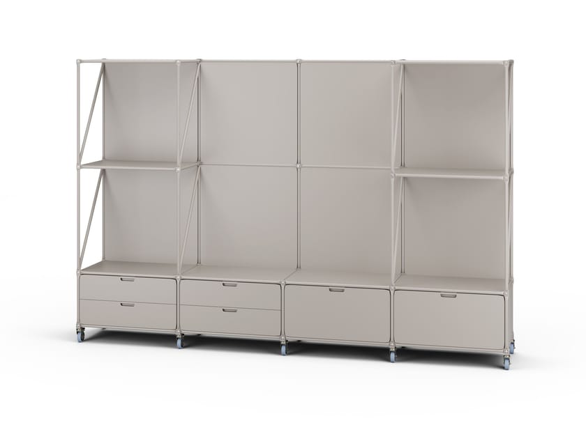 ROOM DIVIDER SANDLINE Mobile metal office screen with casters By System 180