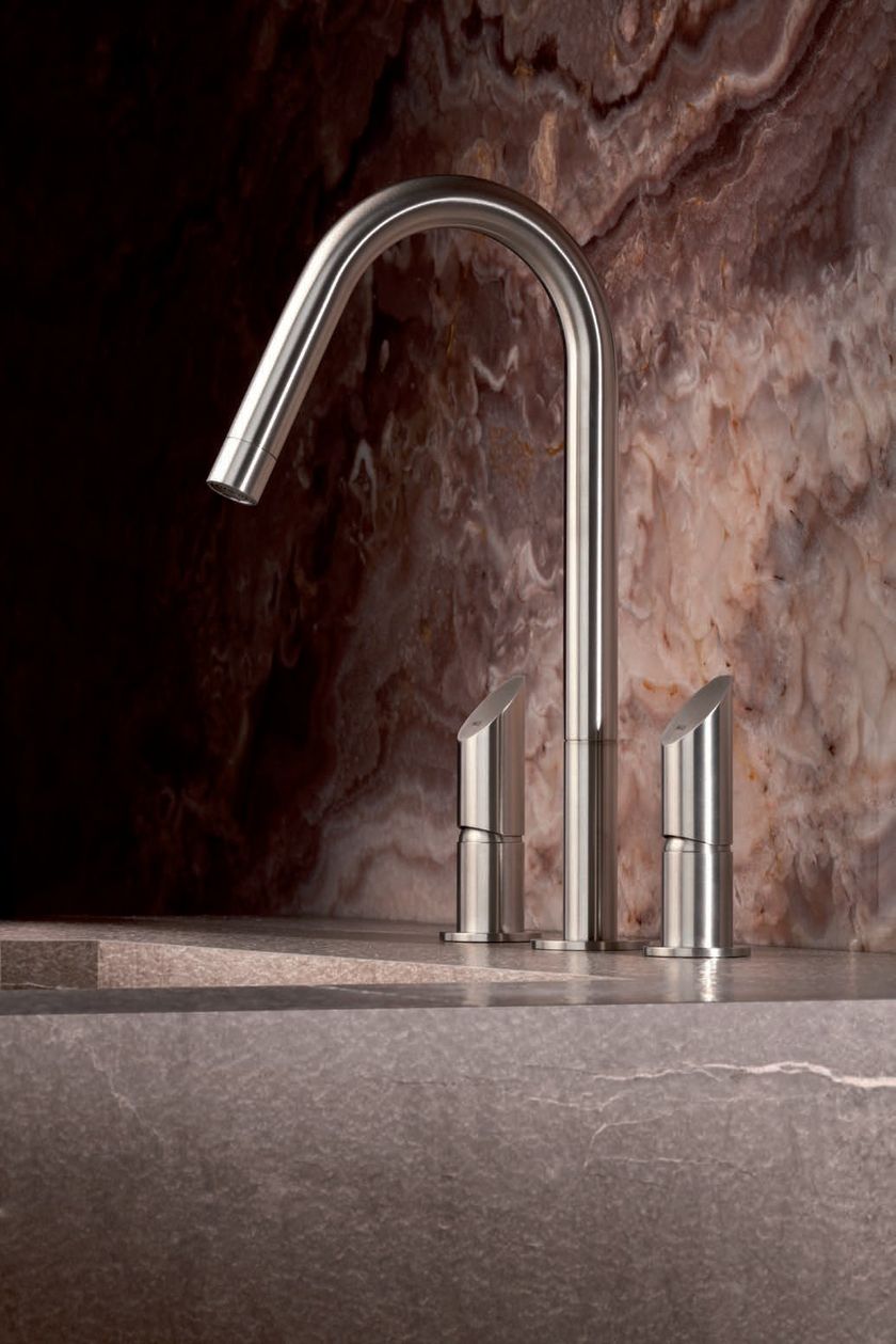 T45 Countertop stainless steel kitchen mixer tap with individual ...