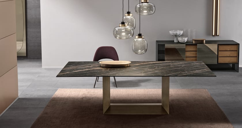 T5 E Extending rectangular ceramic and metal table By Tonelli Design ...