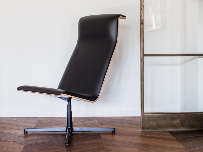 Swivel easy chair with 4-spoke base high-back TAB LOUNGE By Bulo