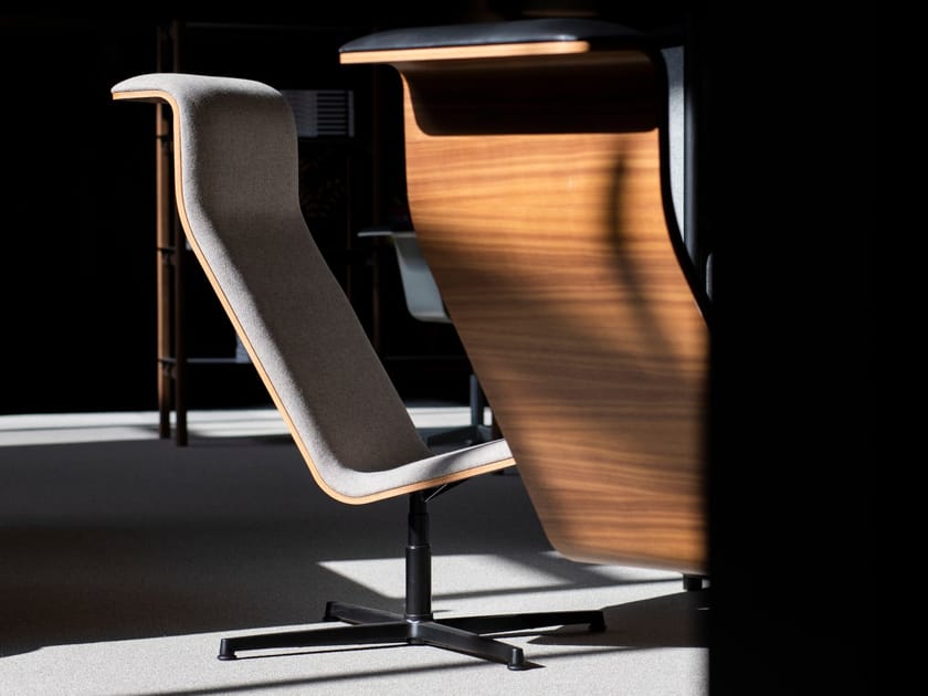 Swivel easy chair with 4-spoke base high-back TAB LOUNGE By Bulo