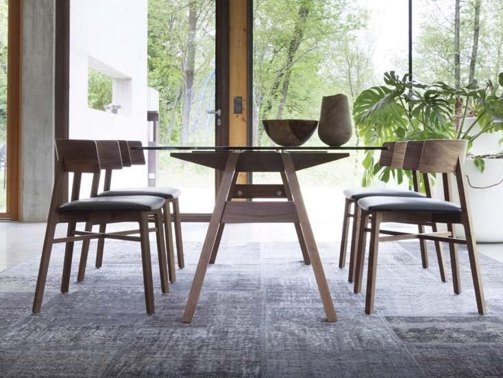 TABULA A Rectangular wood and glass table By Tonon | design Peter Maly