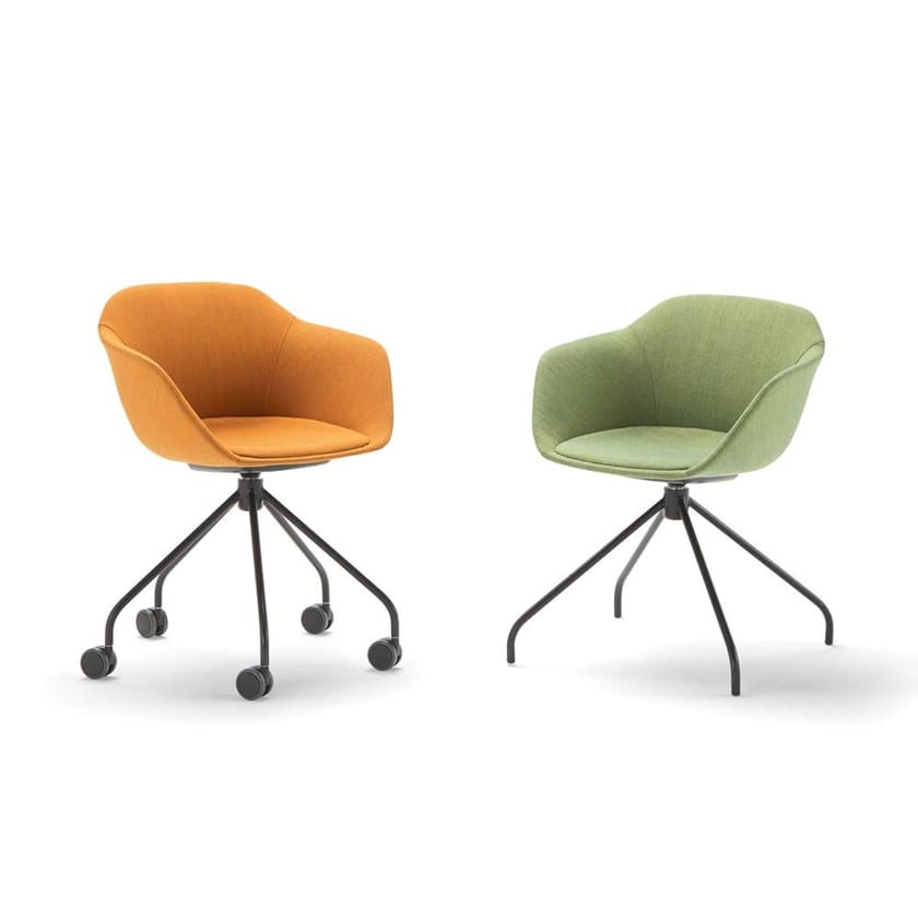TAIA Swivel trestle-based fabric chair with armrests By INCLASS ...