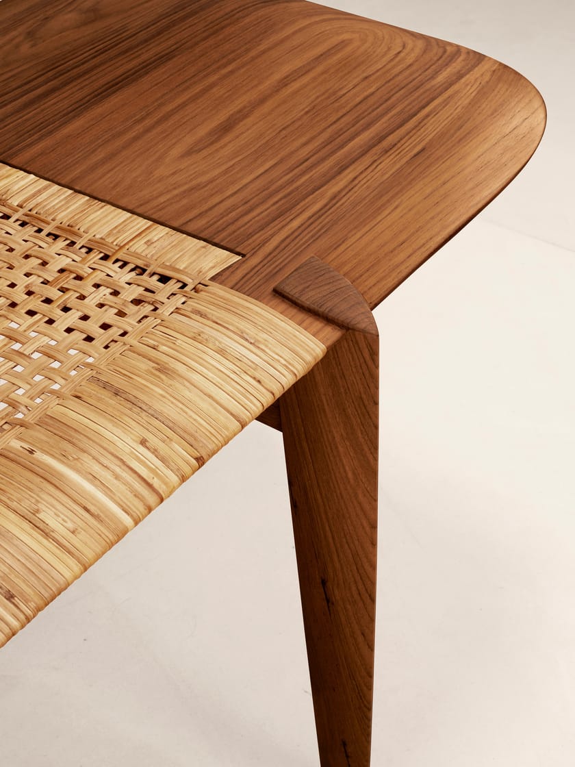 Tangāli Bench in teak and cane By Phantom Hands | design Inoda + Sveje