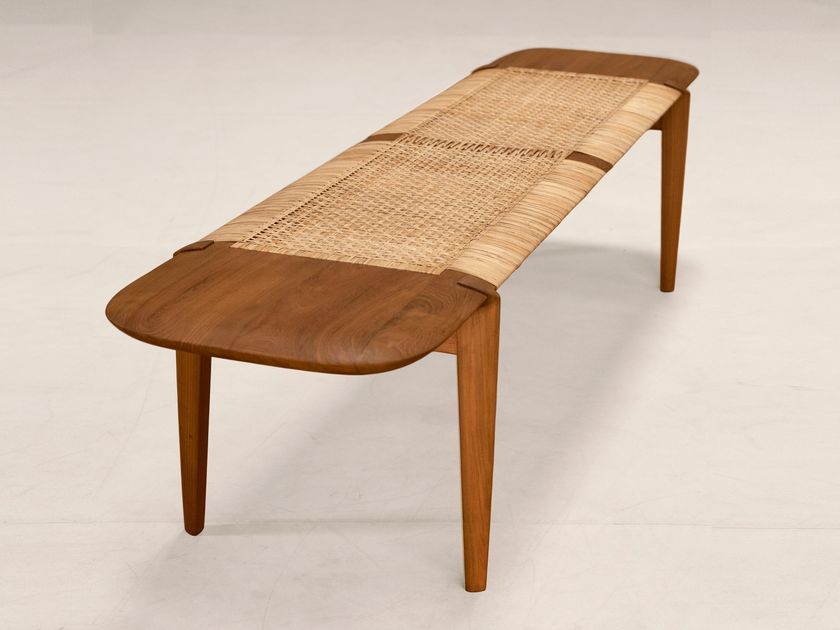 Tangāli Bench in teak and cane By Phantom Hands | design Inoda + Sveje