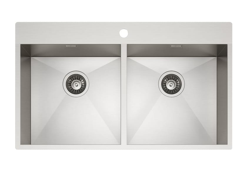 RAGGIO ZERO IF Lavello a 2 vasche in acciaio inox By TASCA