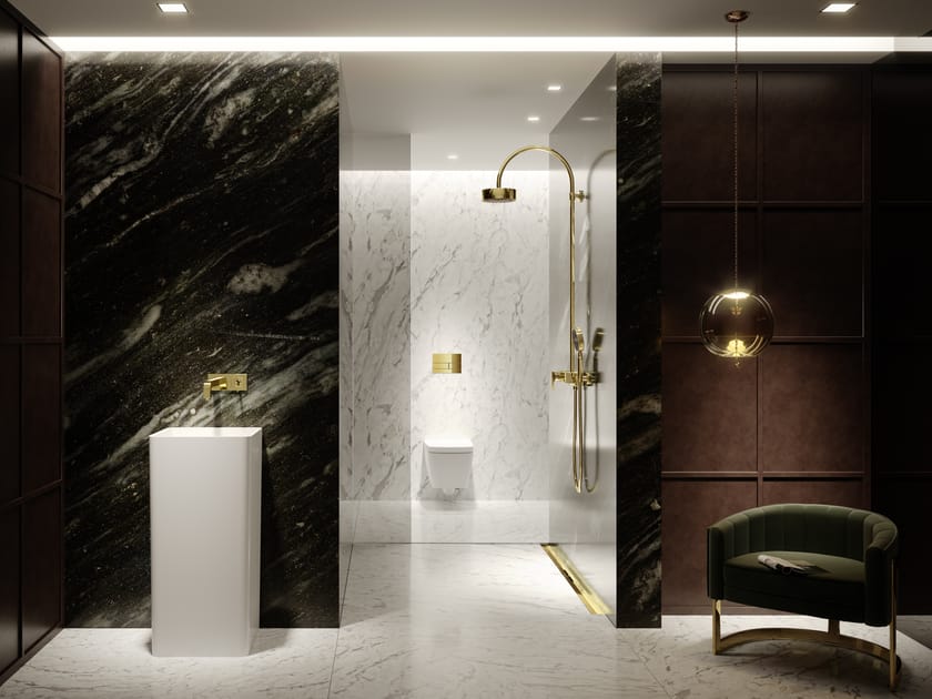 Stainless steel shower channel with PVD finish TECEdrainprofile PVD By TECE