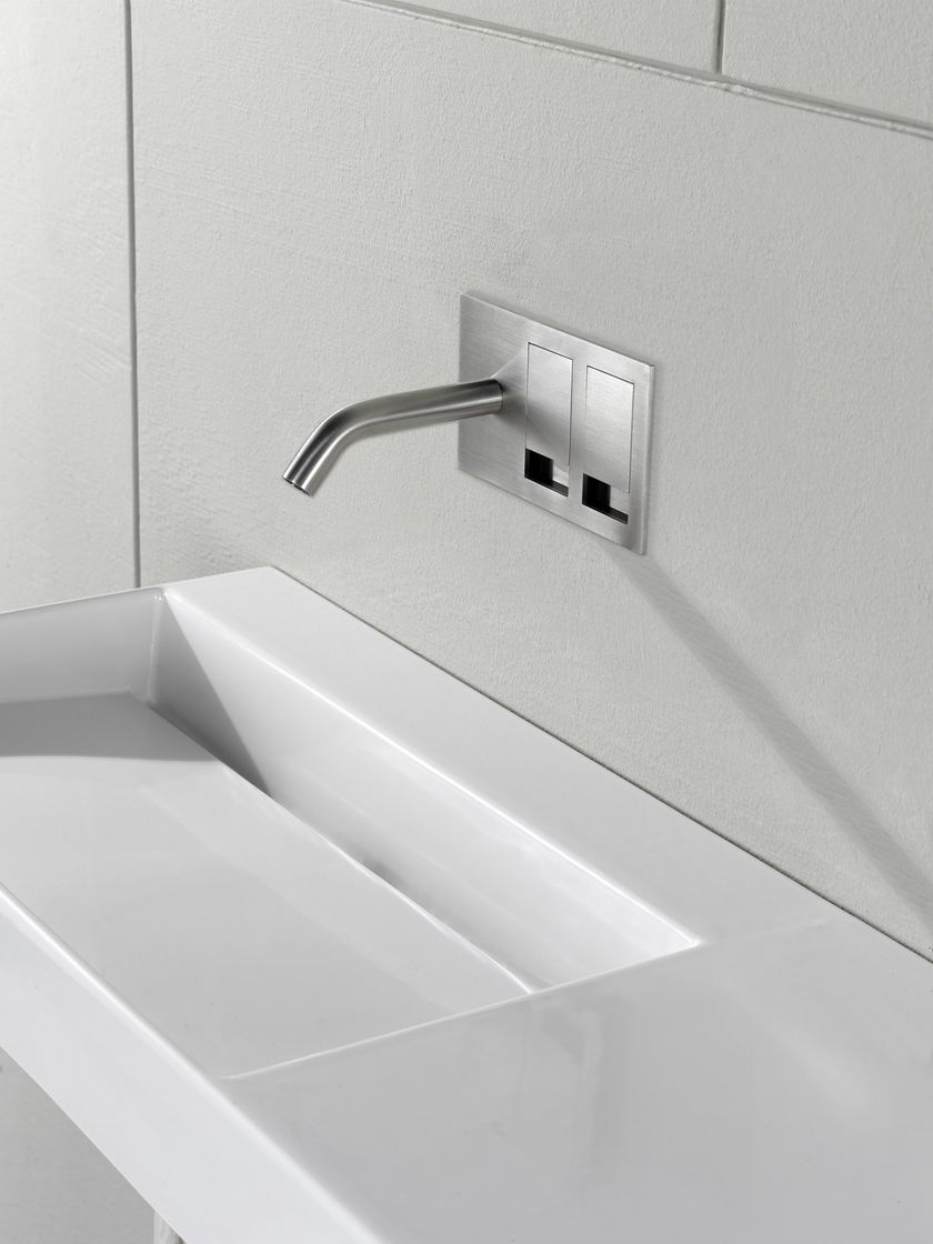 TEK ZERO 031 Mezclador de lavabo de pared de acero inoxidable con placa ...