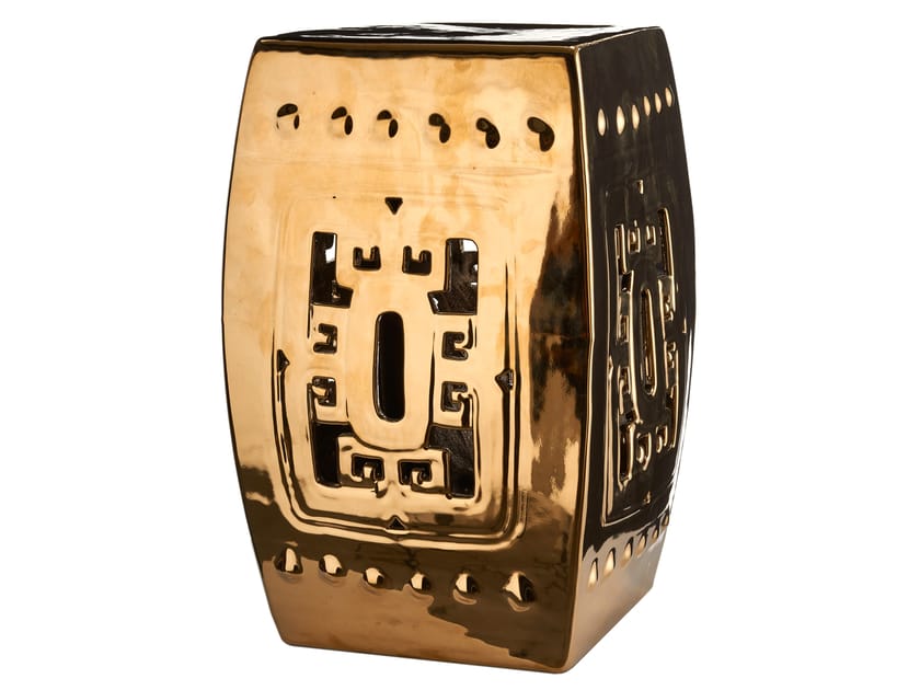 Low glazed stoneware stool TEMPLE By Pols Potten