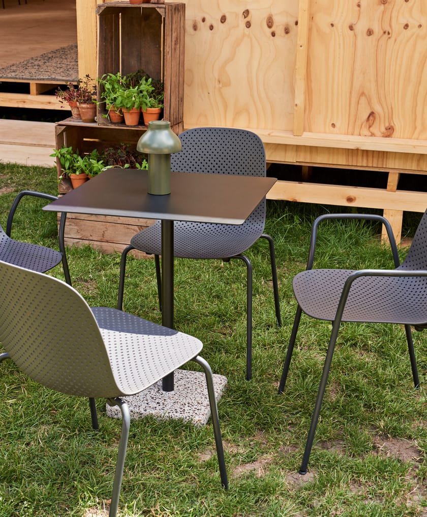 Square powder coated steel table TERRAZZO | Square table By Hay design ...