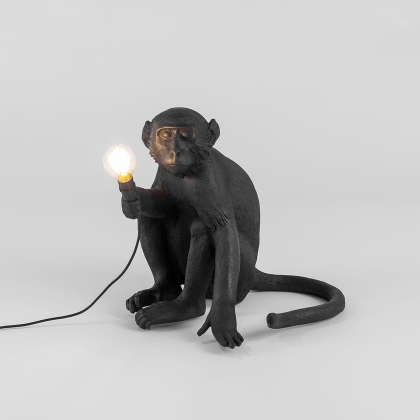 THE MONKEY LAMP BLACK SITTING floor lamp By Seletti design Marcantonio